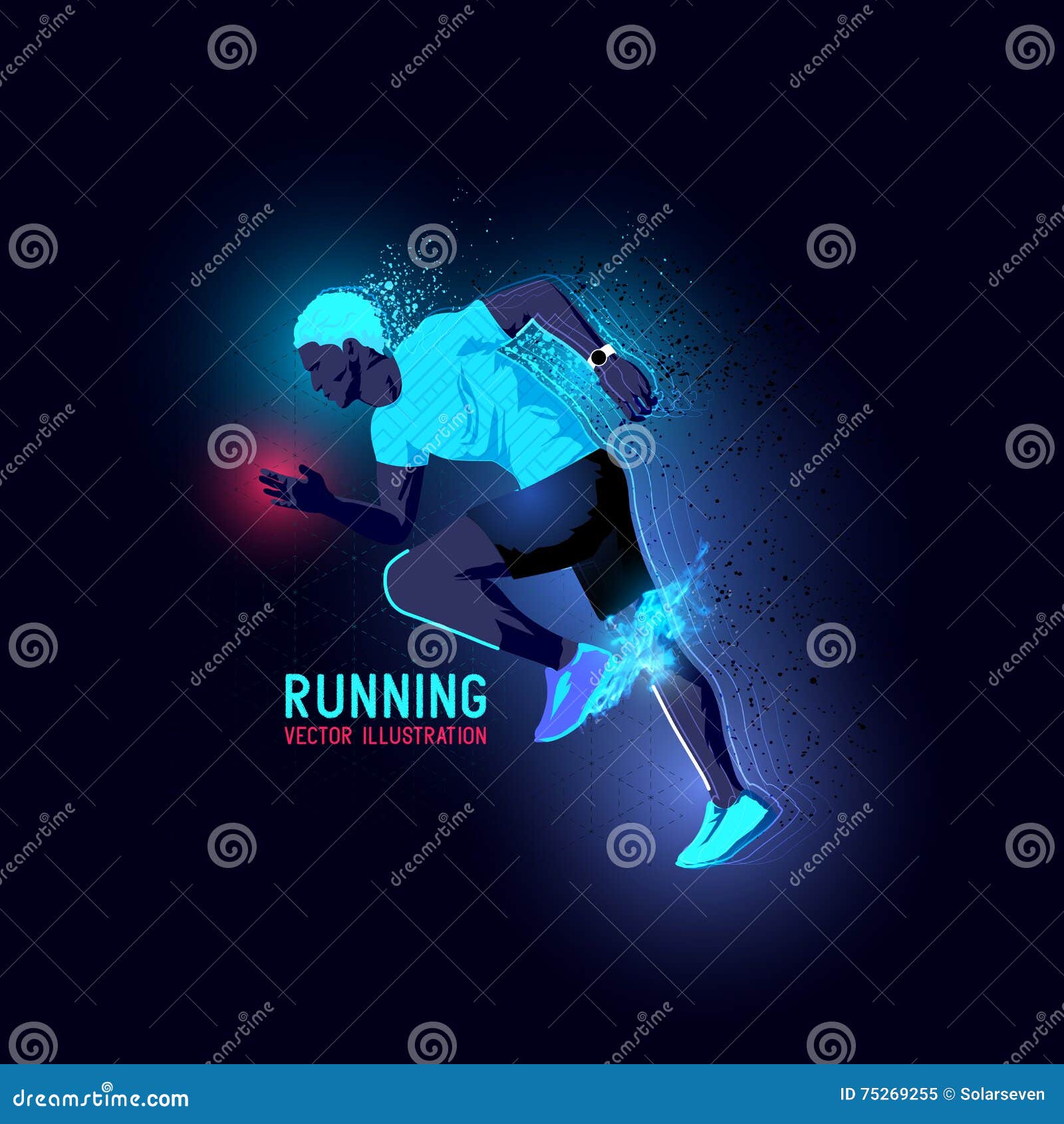 Neon Man Runner Vector stock vector. Illustration of modern - 75269255