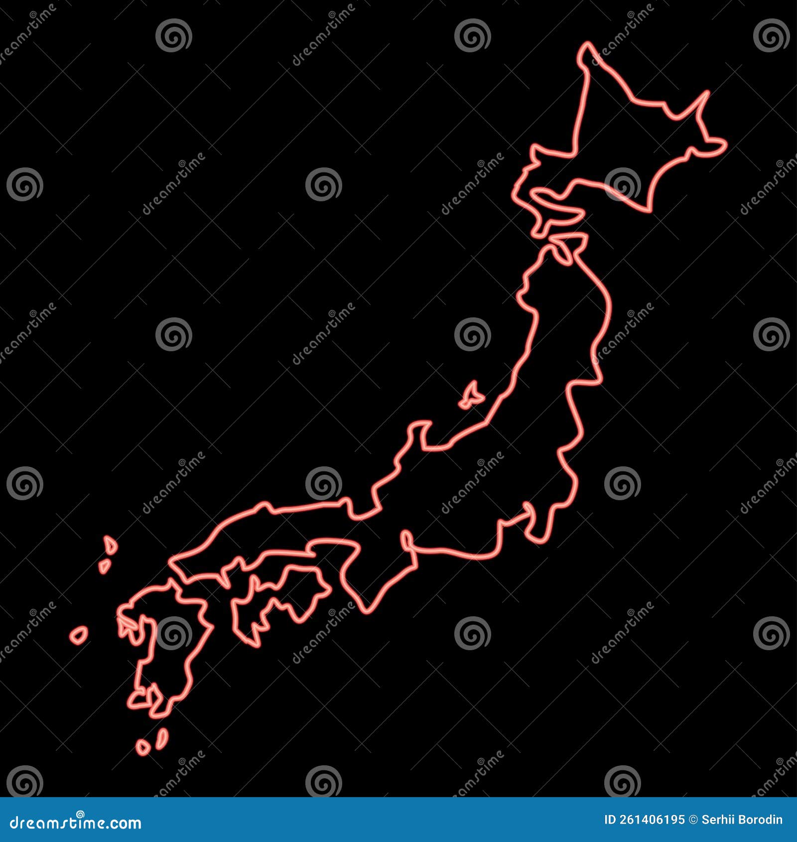 Neon Map of Japon Red Color Vector Illustration Image Flat Style Stock ...