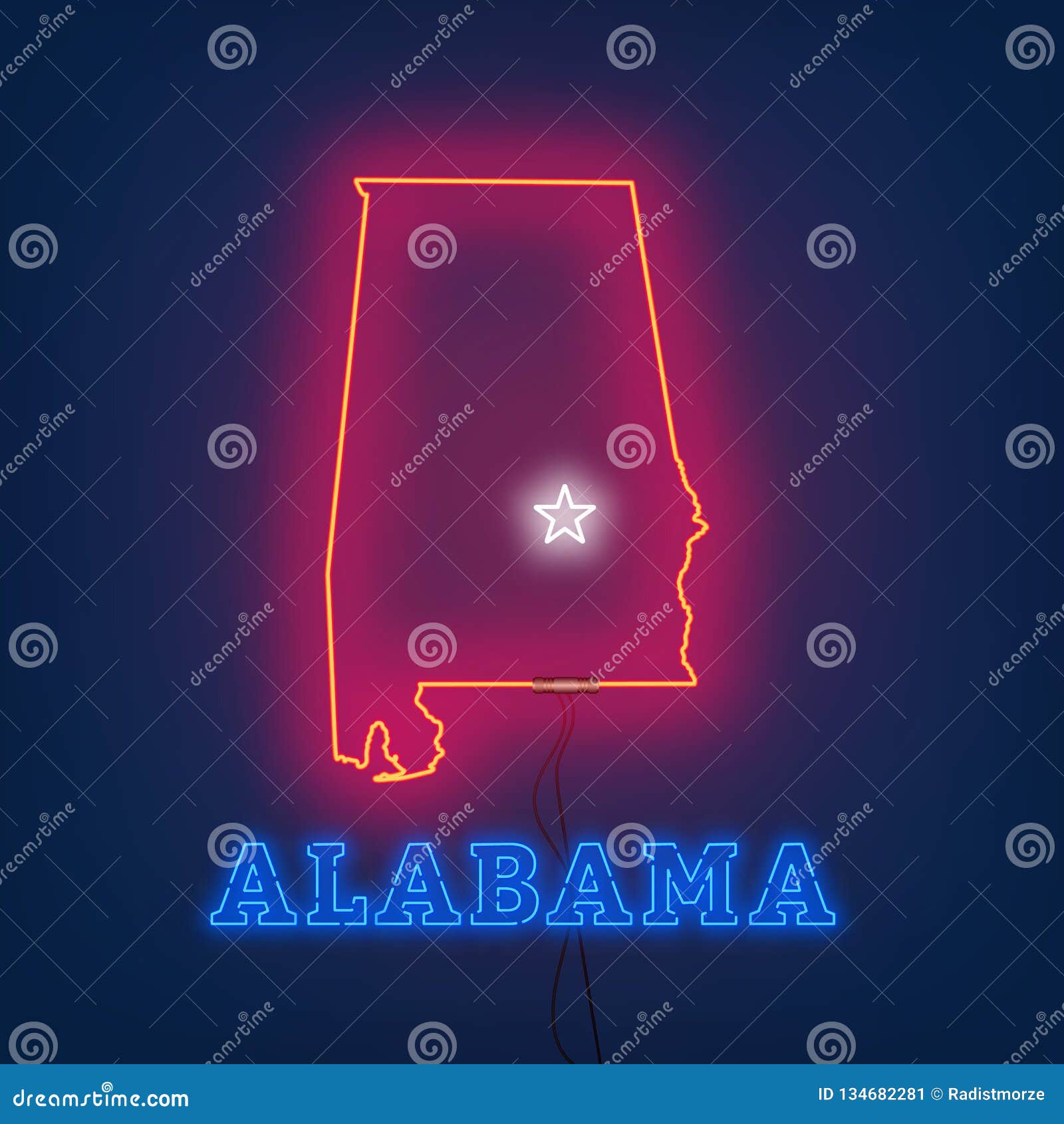 Alabama Electric Flag Guitar Cartoon Vector | CartoonDealer.com #167568205