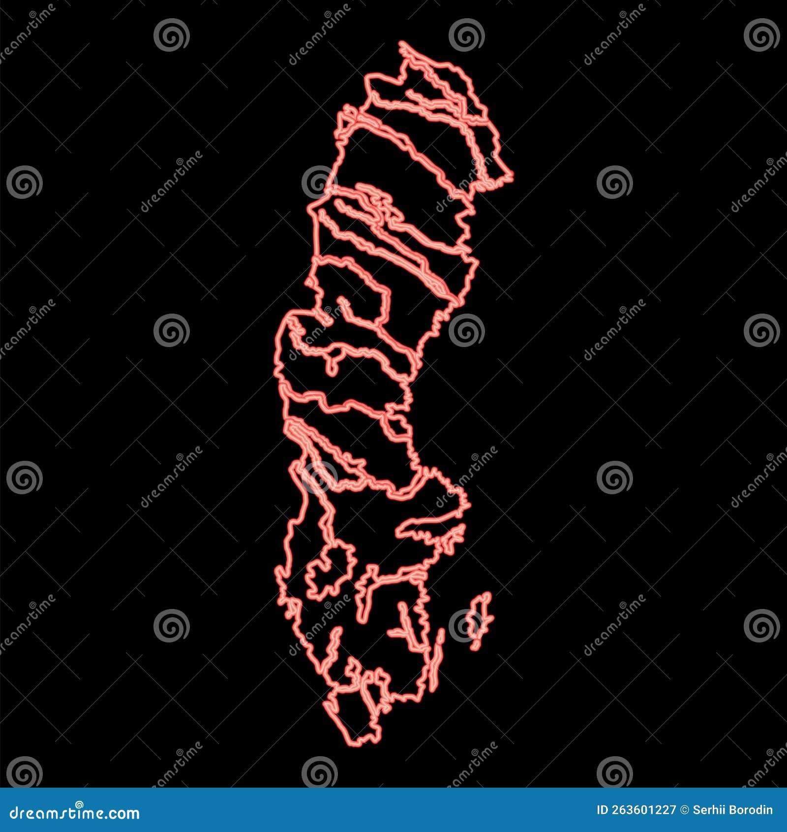 Neon Map of Sweden Red Color Vector Illustration Image Flat Style Stock ...