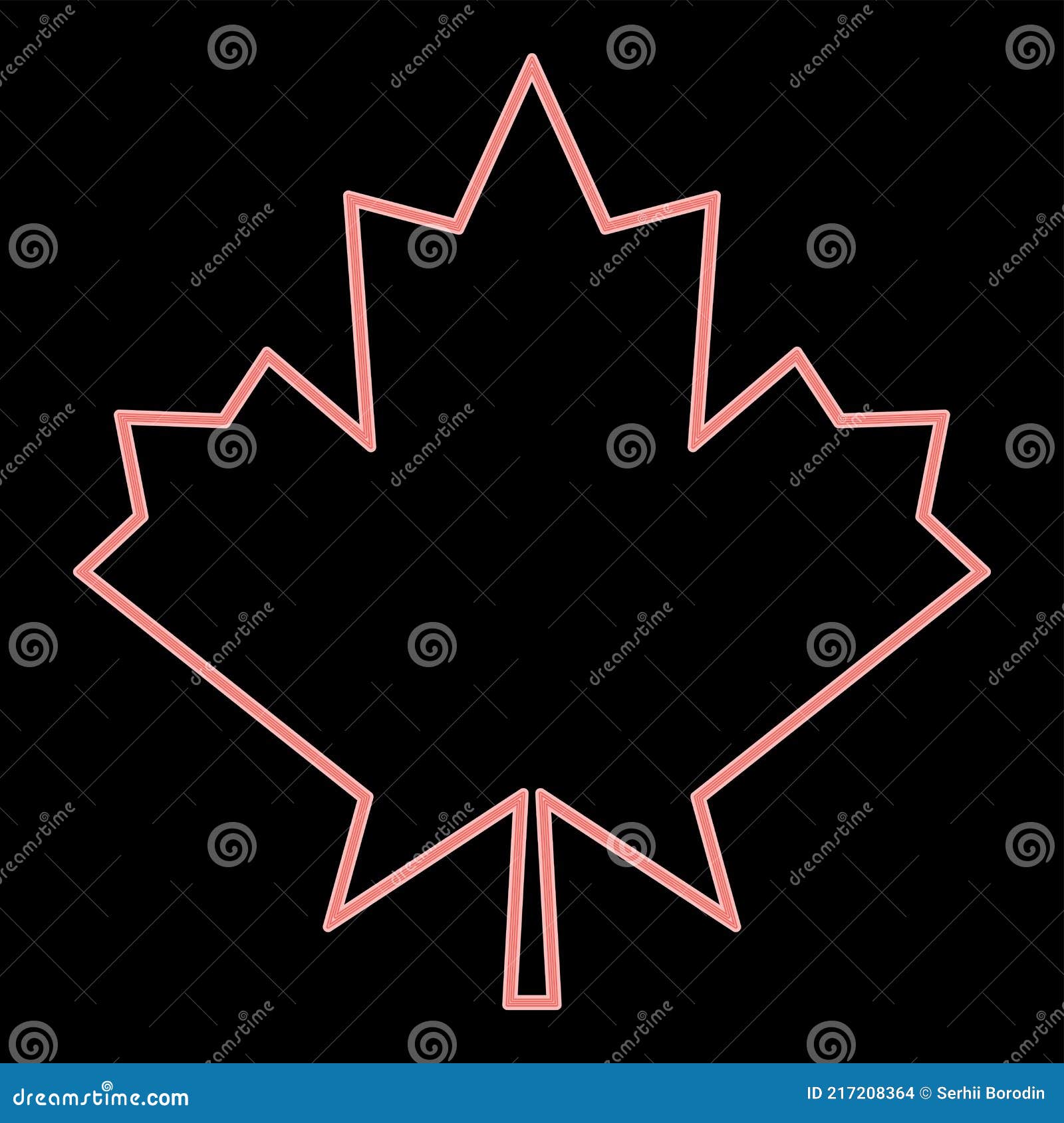 Neon Maple Leaf the Red Color Vector Illustration Flat Style Image ...