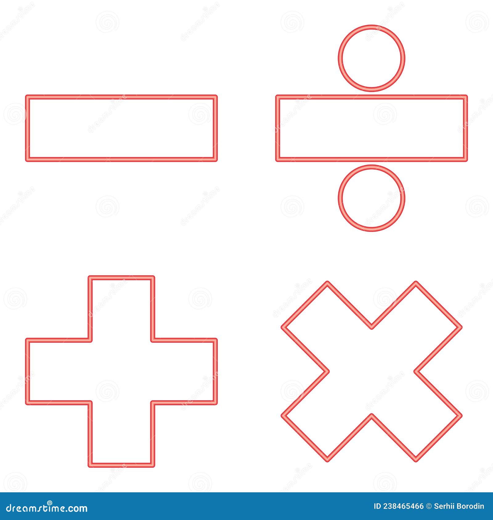 Neon Math Signs Red Color Vector Illustration Image Flat Style Stock ...