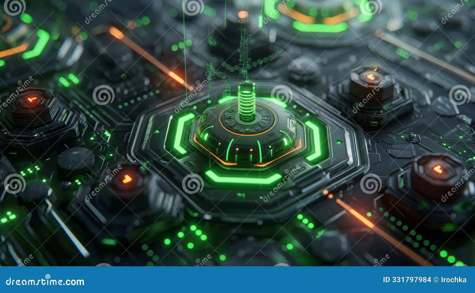 Neon Matrix: a Vision of Future Tech with Hexagonal Elevations Stock ...