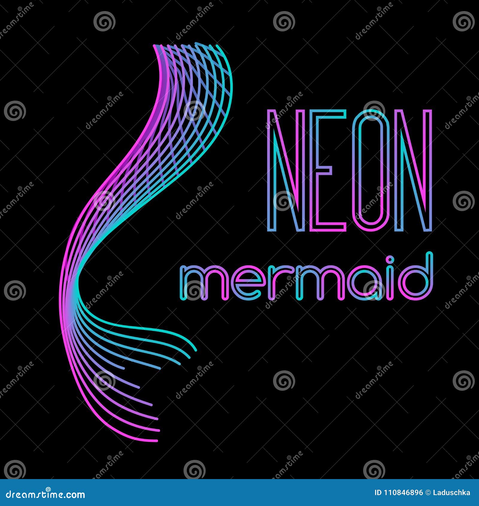 Neon mermaid tail stock vector. Illustration of mermaid - 110846896