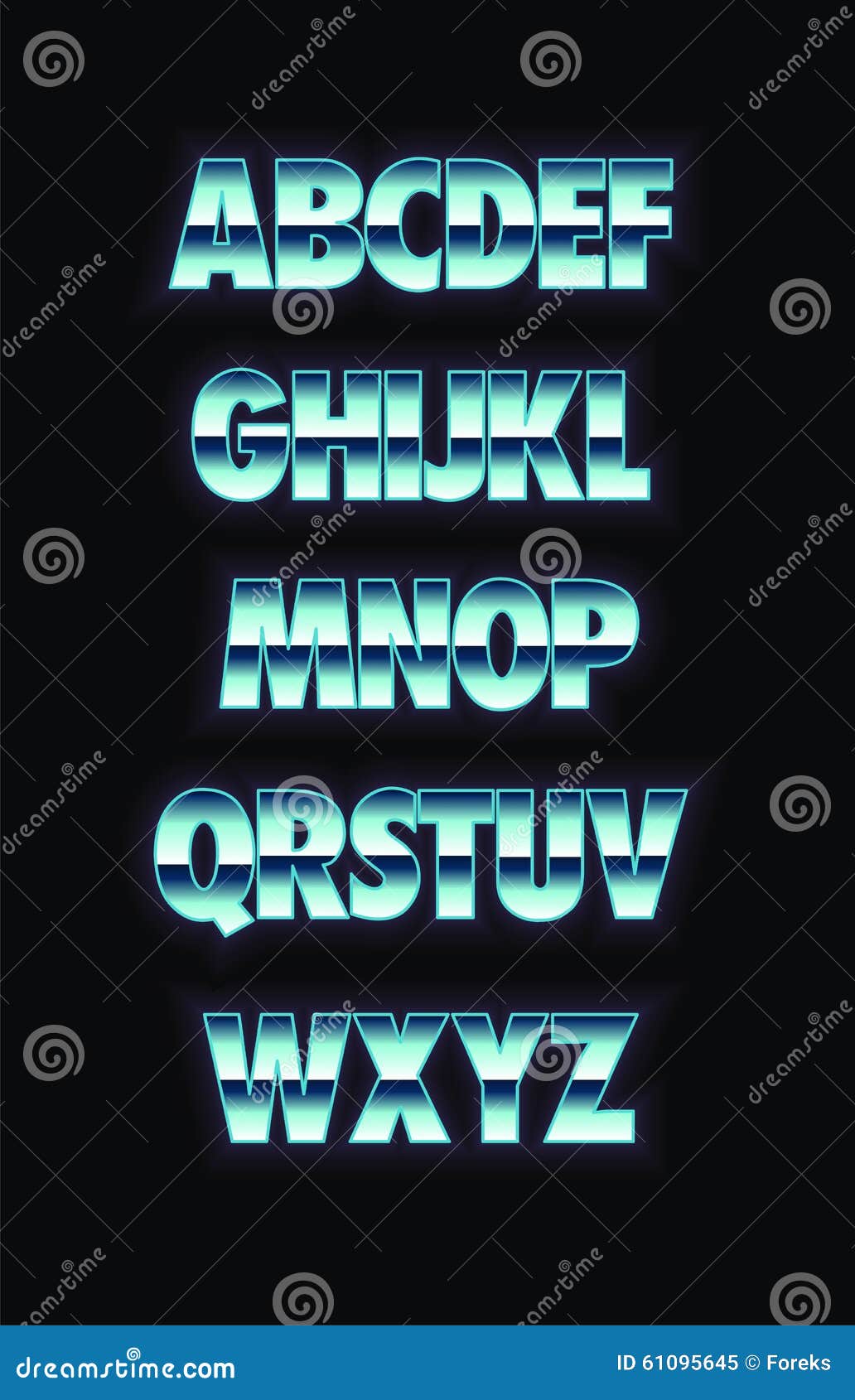 Neon Metal Glowing Alphabet. Vector Stock Vector - Illustration of ...