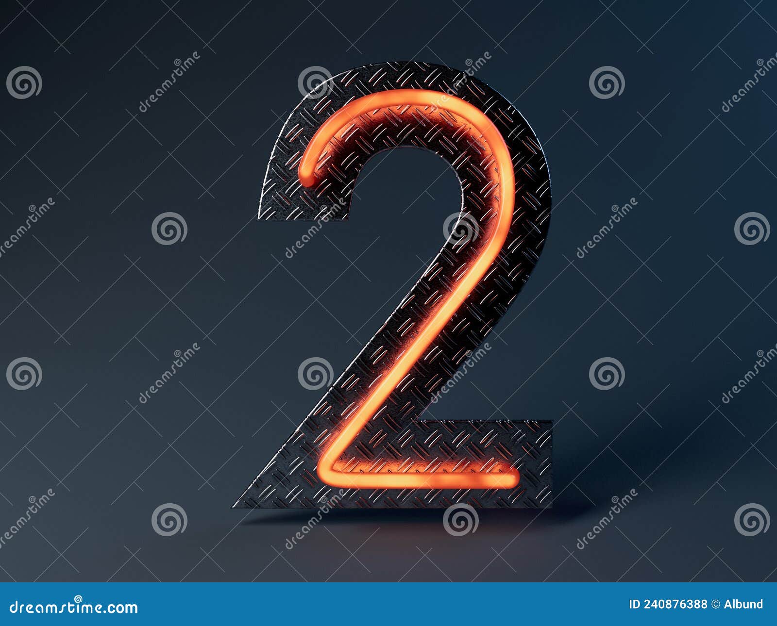 Neon and Metal Number Two stock illustration. Illustration of ...