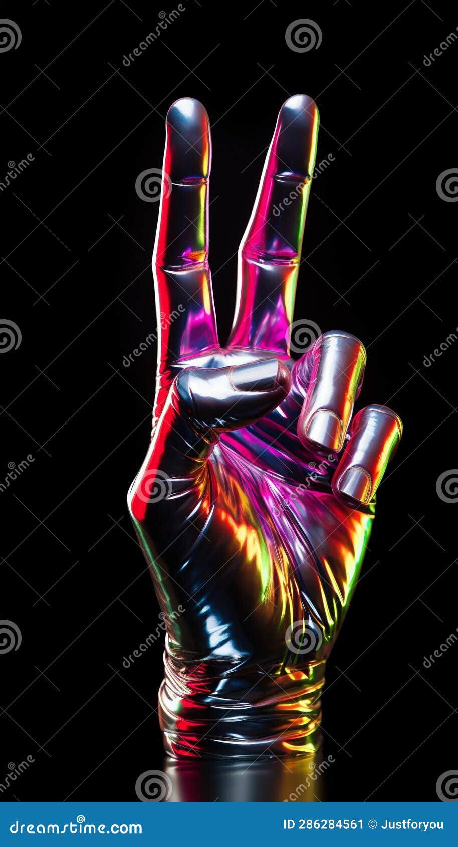Neon Metallic Hand Showing Iconic Rock and Roll Symbol. Generative Ai ...