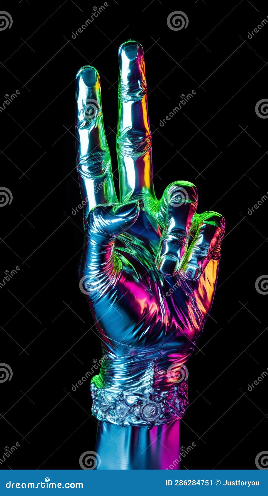 Neon Metallic Hand Showing Iconic Rock and Roll Symbol. Generative Ai ...