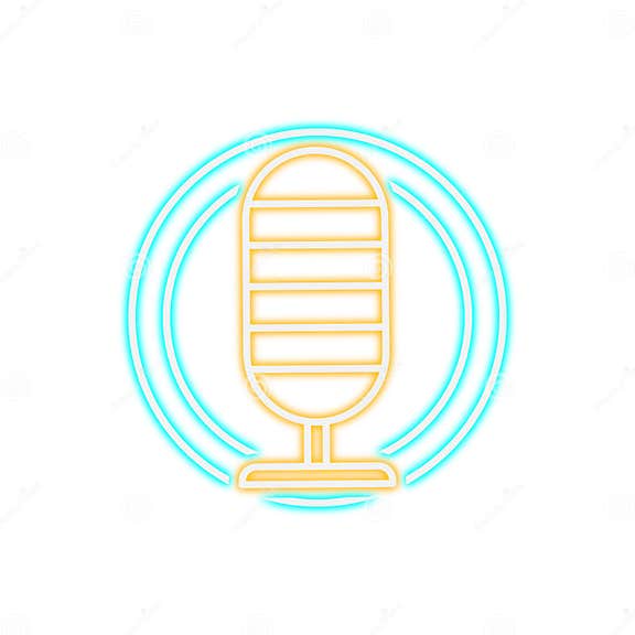Neon Podcast Mic stock vector. Illustration of drawing - 275207949
