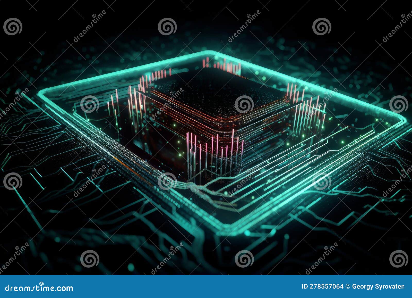 Neon Microchip Meets Cloud: 3D Tech Integratio Stock Illustration ... Neon Microchip Meets Cloud: 3D Tech Integratio Stock Illustration ...