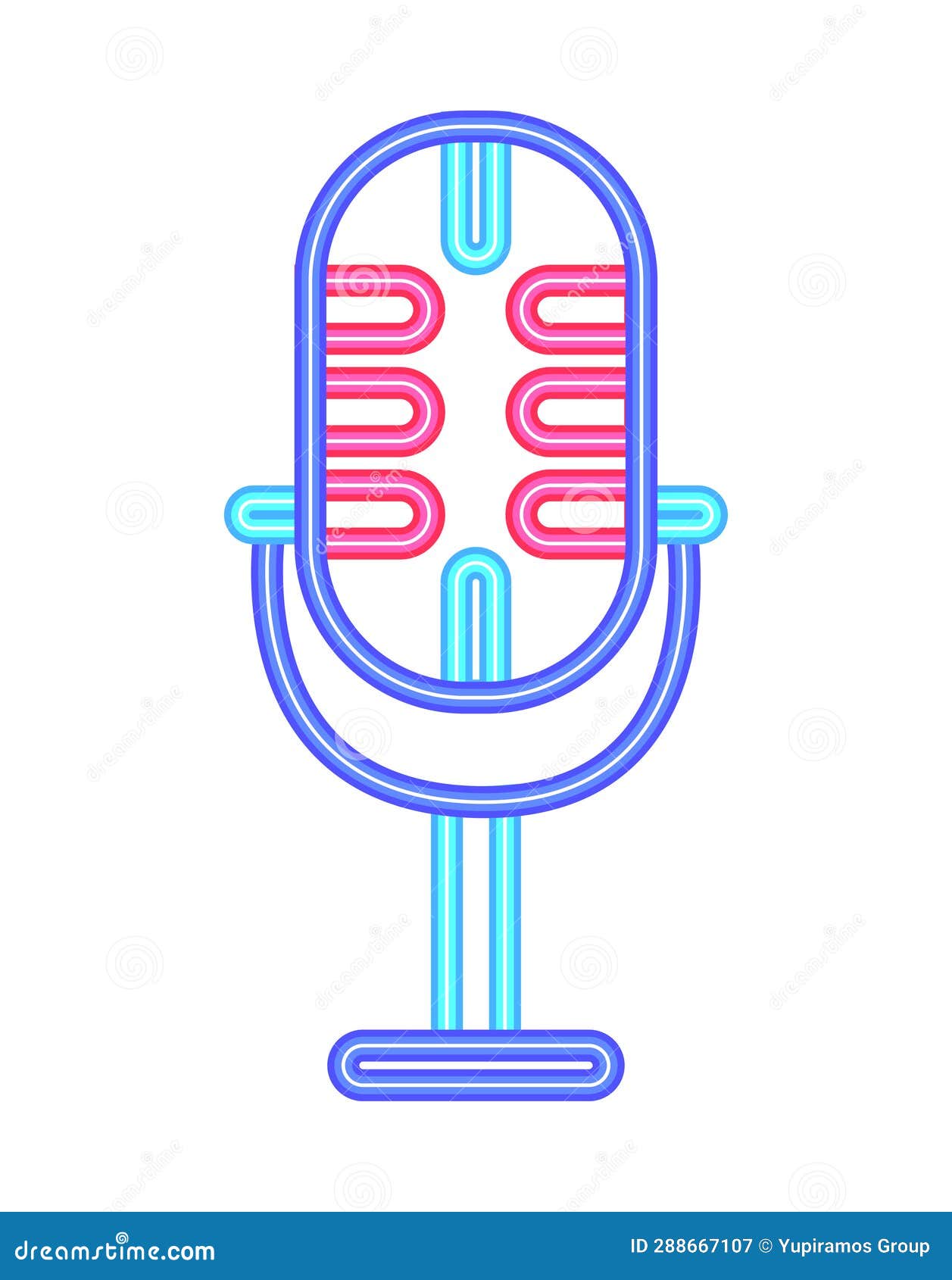 Neon Microphone Illustration Stock Illustration - Illustration of light ...