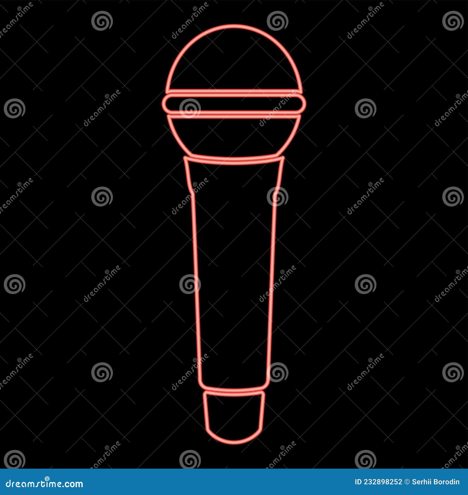 Neon Microphone Red Color Vector Illustration Flat Style Image Stock ...