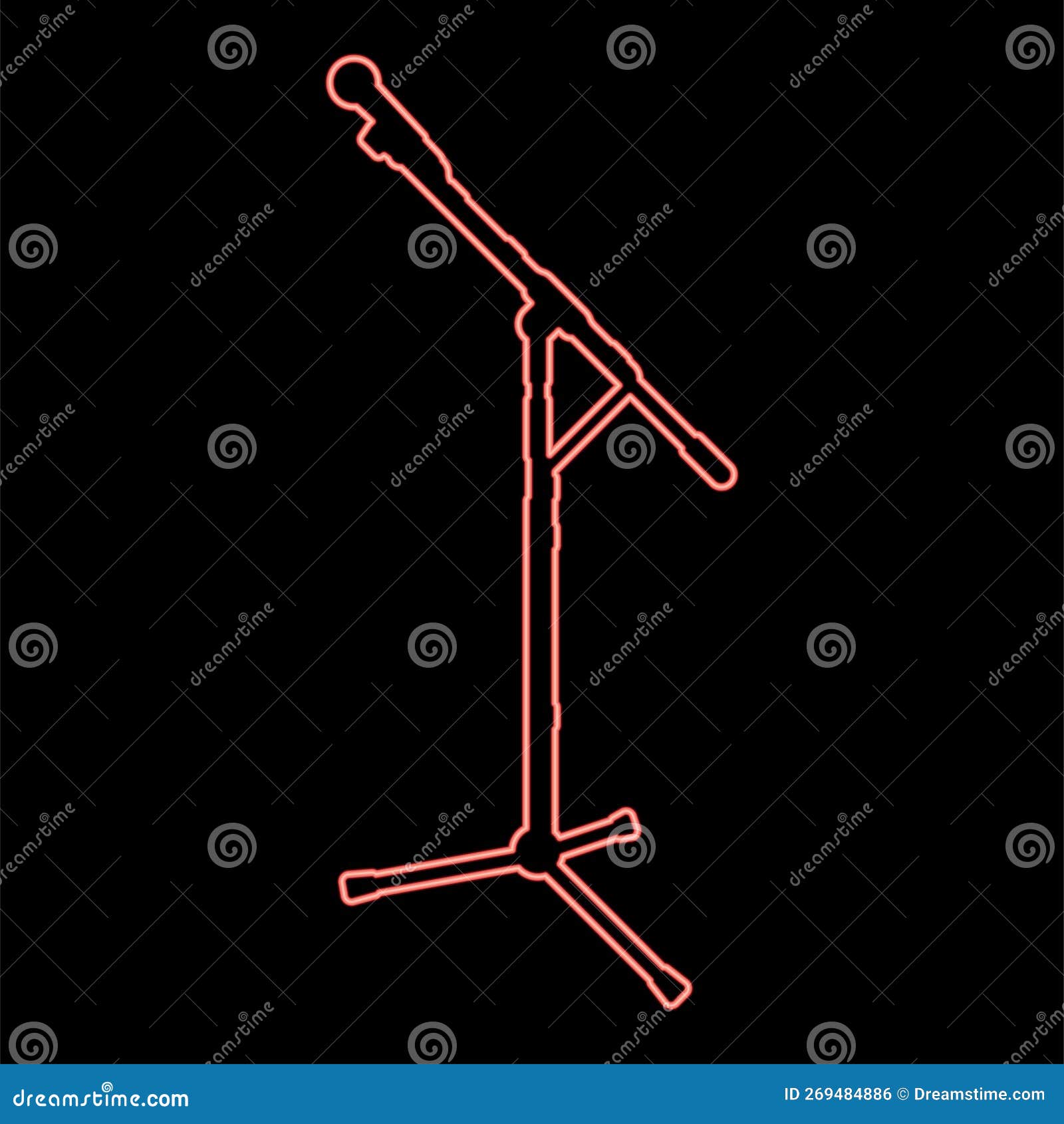 Neon Microphone Red Color Vector Illustration Image Flat Style Stock ...