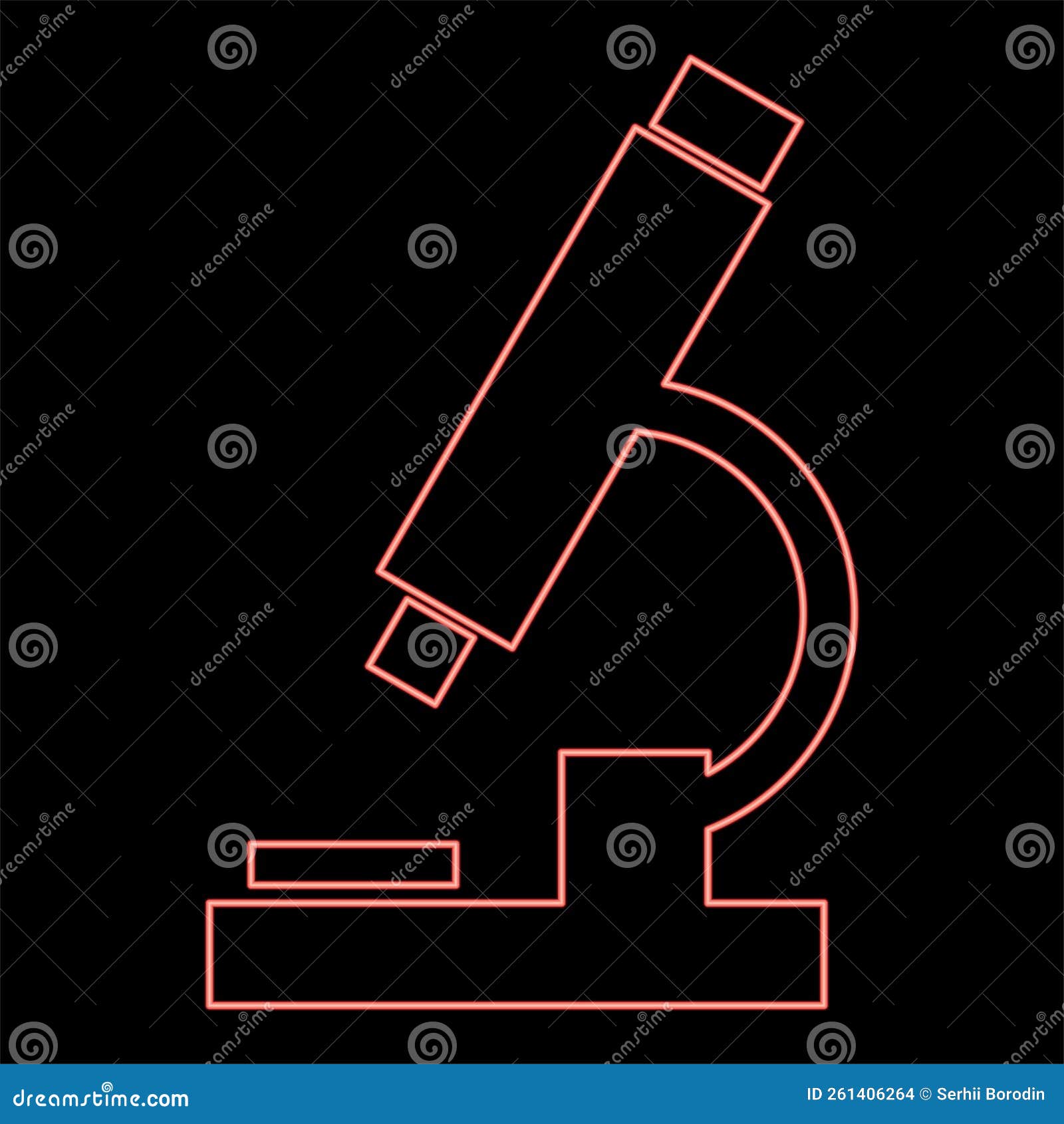 Neon Microscope Red Color Vector Illustration Image Flat Style Stock ...