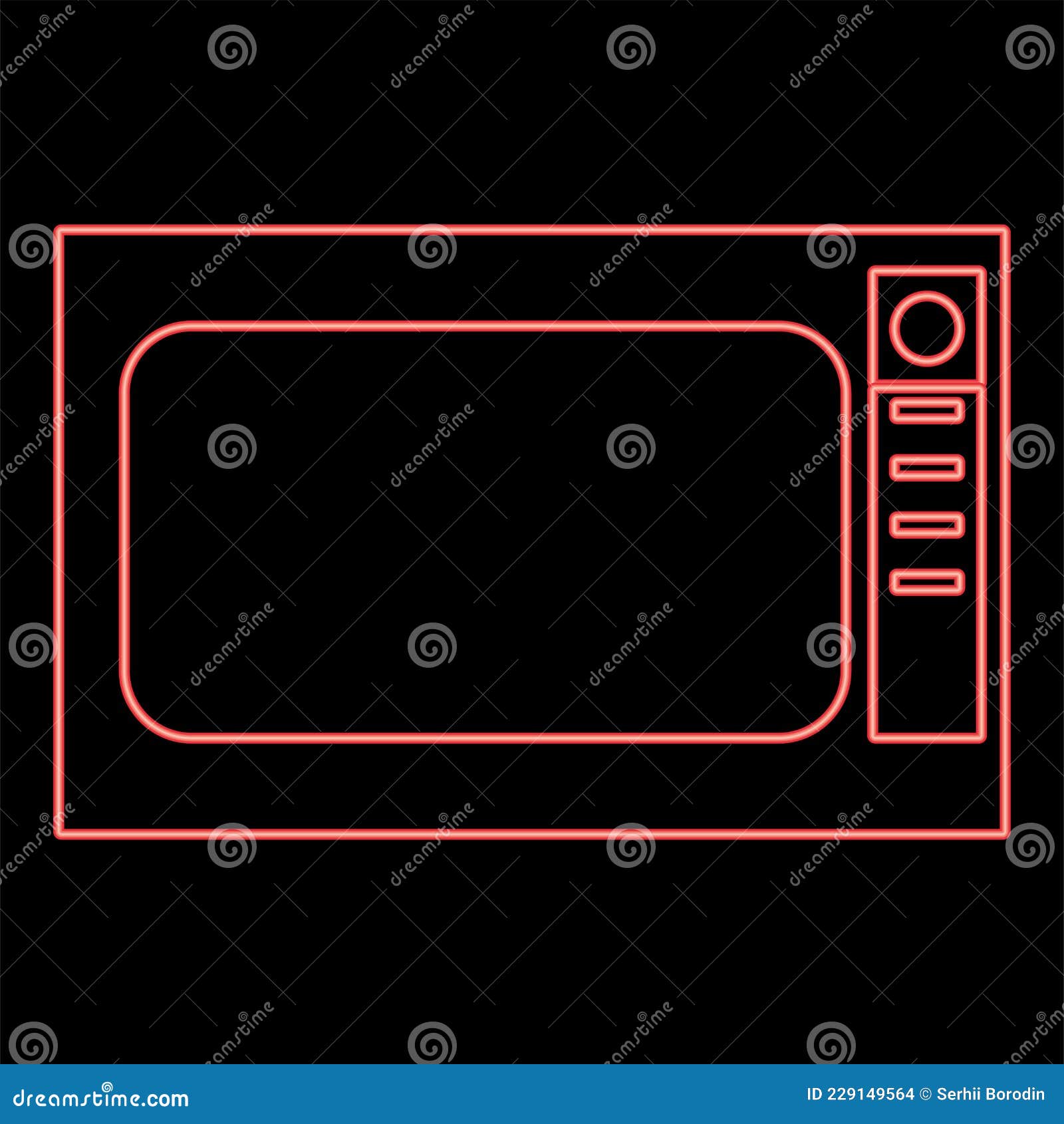 Neon Microwave Oven Red Color Vector Illustration Flat Style Image ...