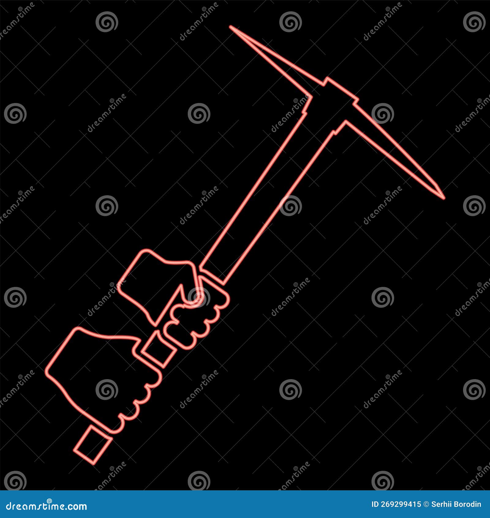 Mining Pickaxe Mattock Pick Axe In Hand Set Icon Grey Black Color ...