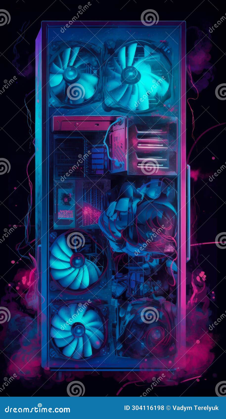 Neon Modern Personal Computer. Gaming Pc Setup with Rgb. Generative AI ...