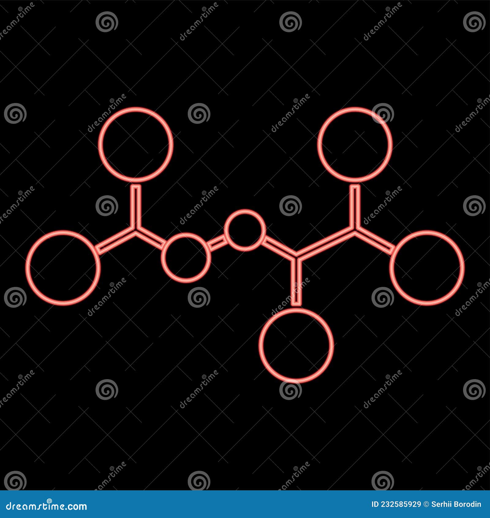 Neon Molecule Icon Black Color In Circle Red Color Vector Illustration ...