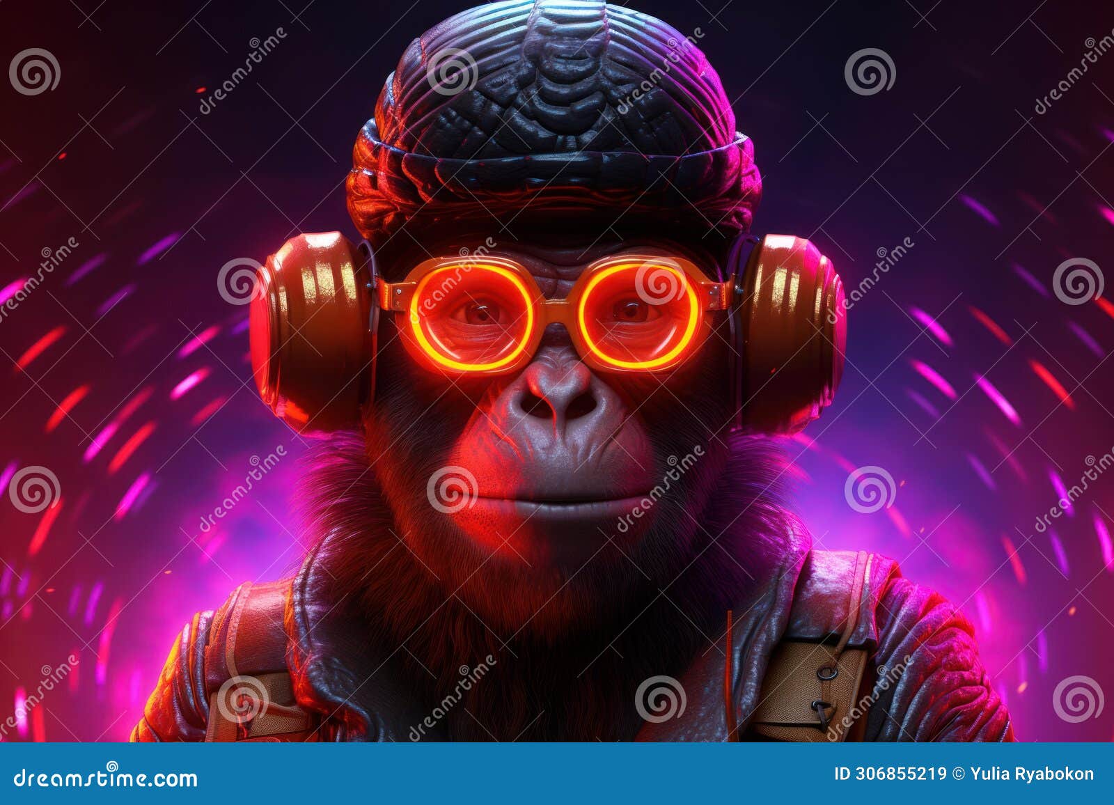 Neon Monkey Character. Generate Ai Stock Illustration - Illustration of ...