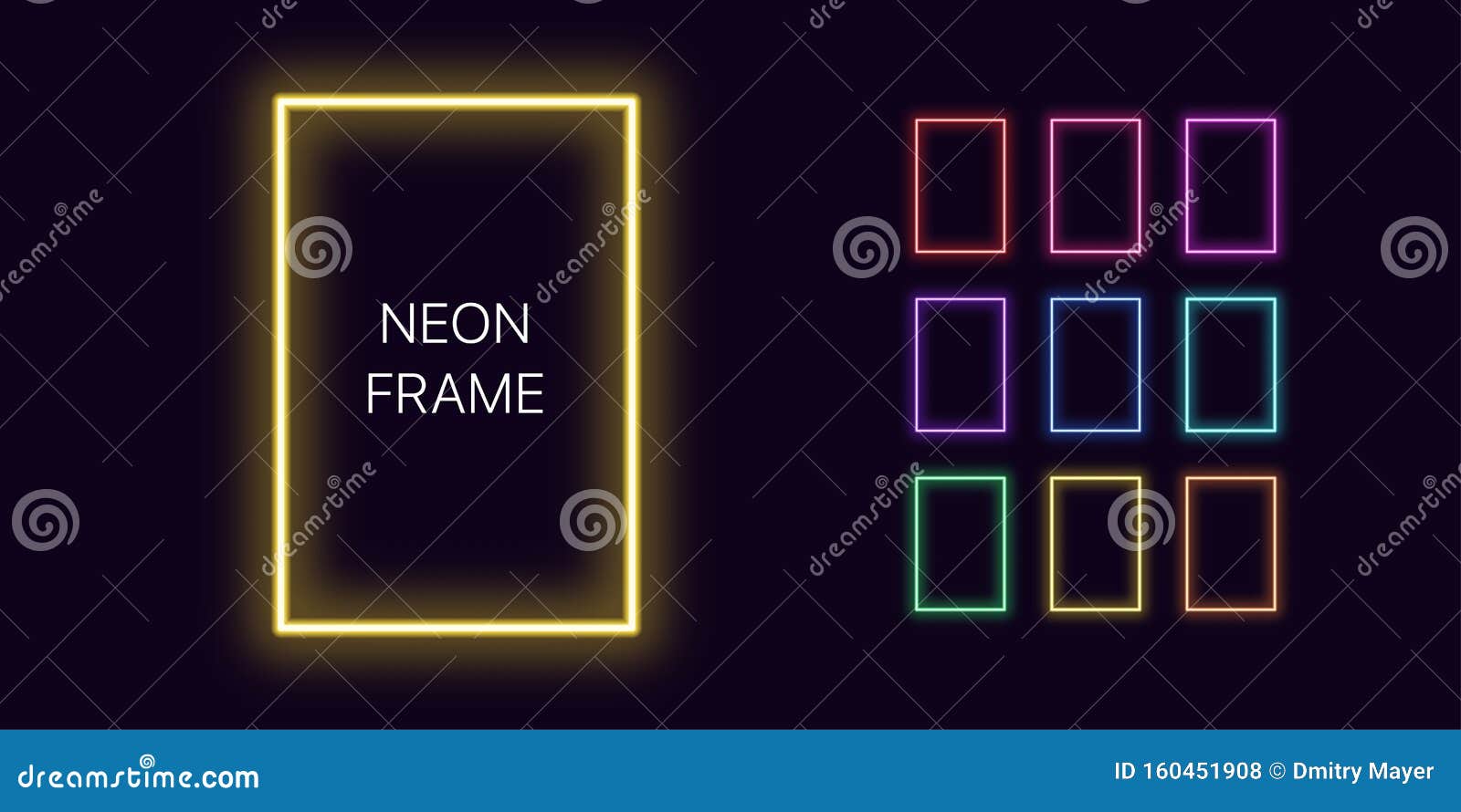 Neon Monochrome Vertical Rectangle Border with Copy Space. Templates ...