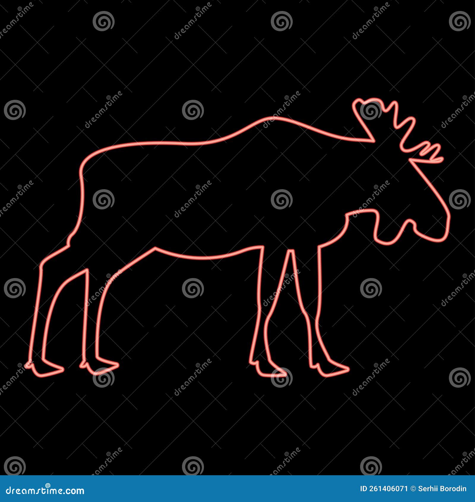 Neon Moose Elt Red Color Vector Illustration Image Flat Style Stock ...