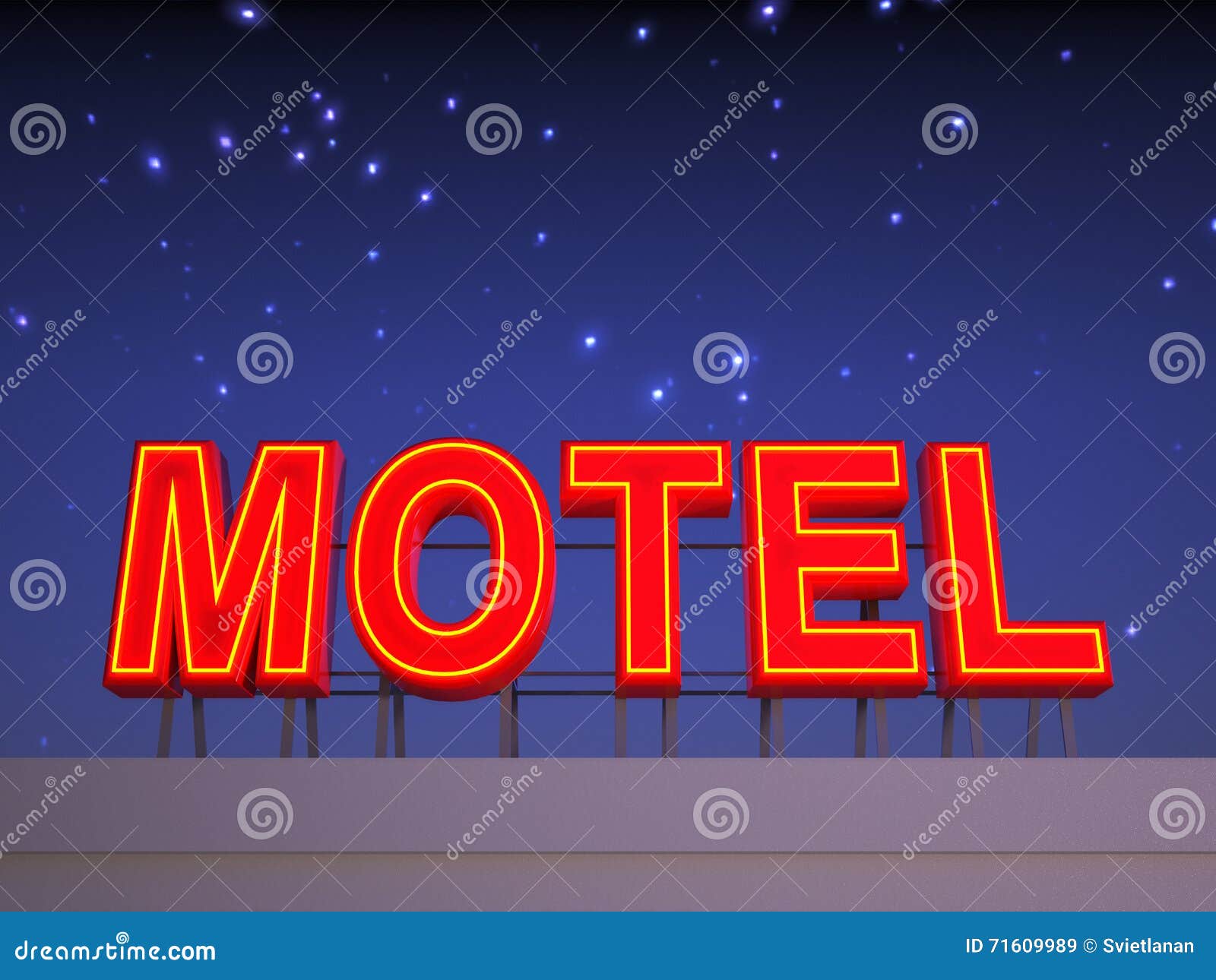 Neon Motel Sign with a Night Sky. Stock Illustration - Illustration of ...