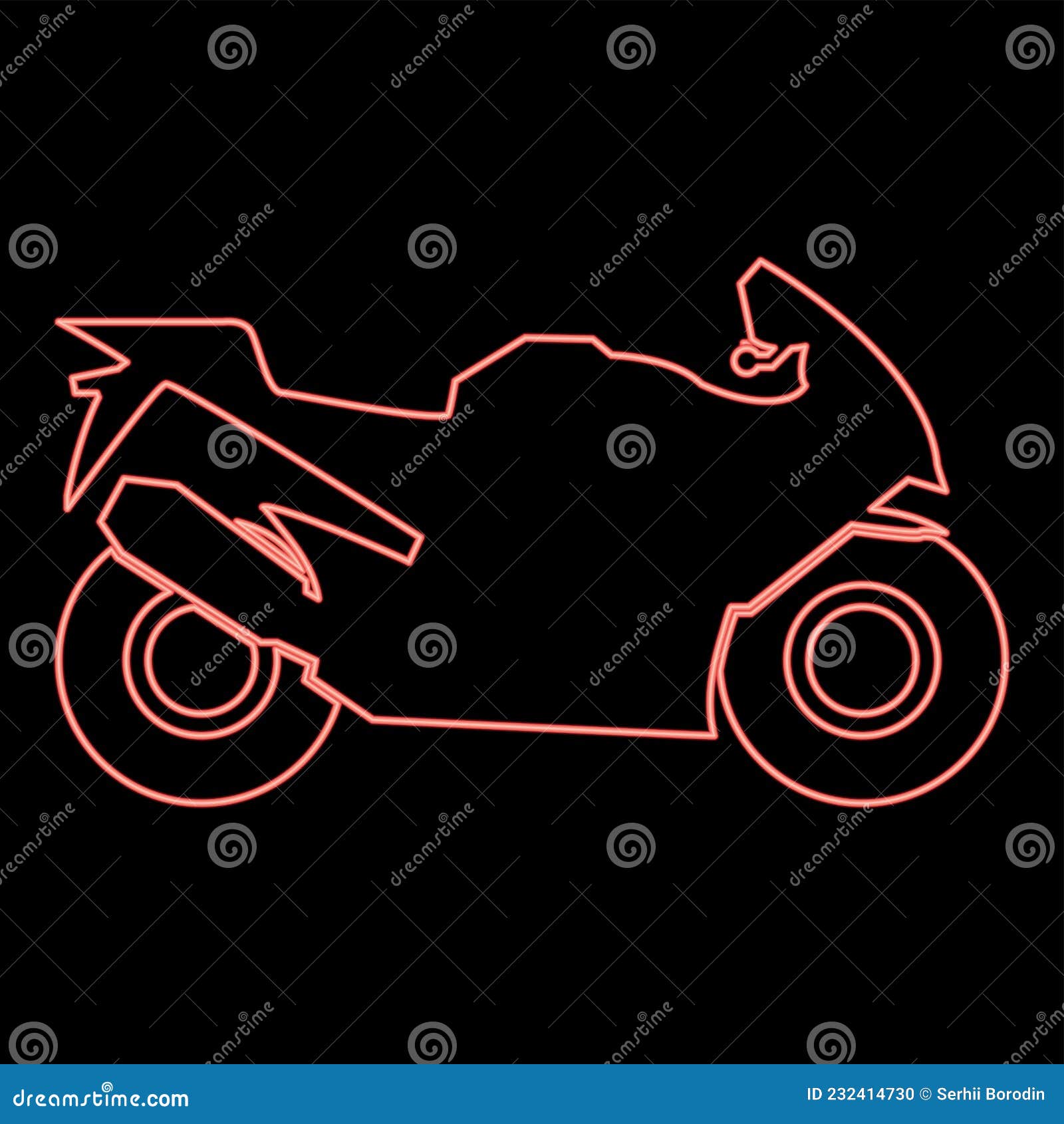 Neon Motorcycle Red Color Vector Illustration Flat Style Image Stock ...
