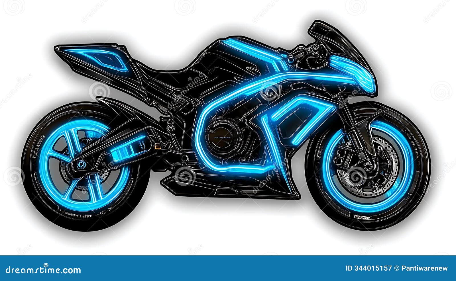 Neon-Lit Motorcycle In Road Tunnel With Speed Recursive Effect, Black ...