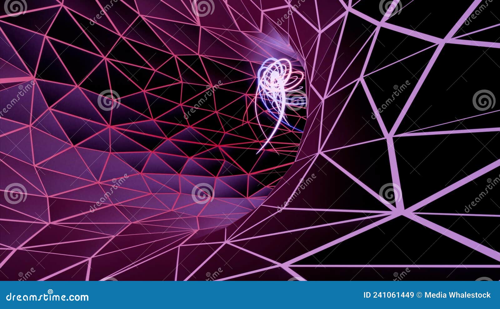 Neon Multi Coloured Edged Polygons Moving and Turning on a Black ...