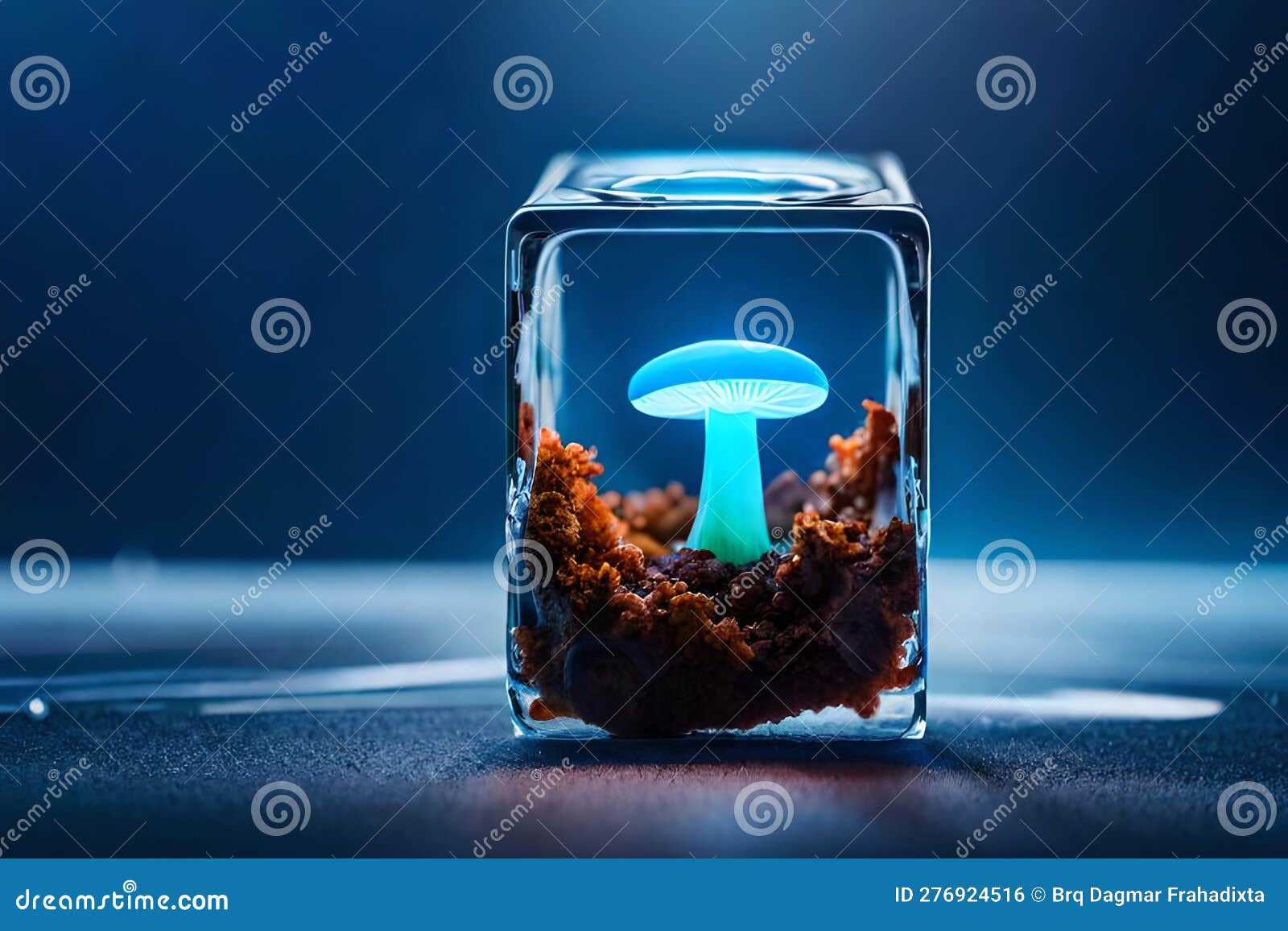 A Neon Mushroom Trapped Inside of an Ice Cube Stock Illustration ...