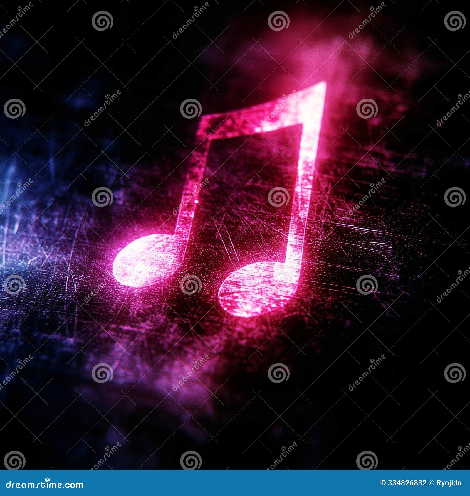 Neon Music Note stock illustration. Illustration of grunge - 334826832