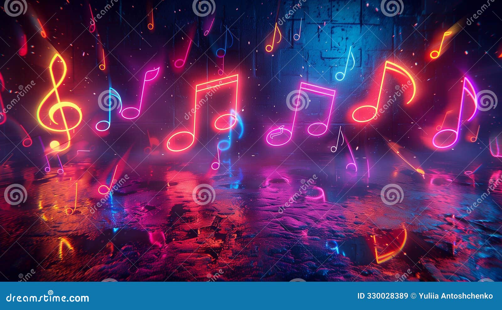Neon Musical Note Isolated On Dark Background. Design Element For Music ...