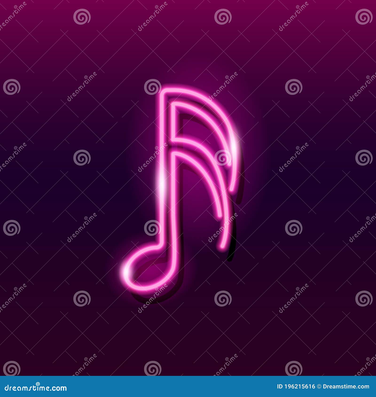 Neon Musical Note Isolated On Dark Background. Design Element For Music ...