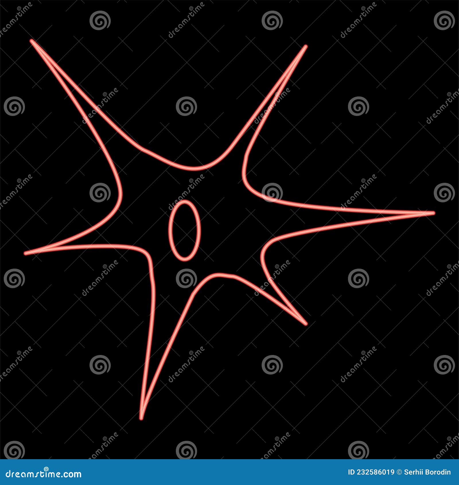 Neon Nerve Cell Icon Black Color in Circle Red Color Vector ...