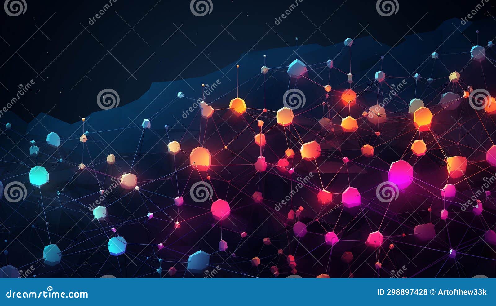 Neon Network: Abstract Circuitry of Interconnected Nodes Stock ...