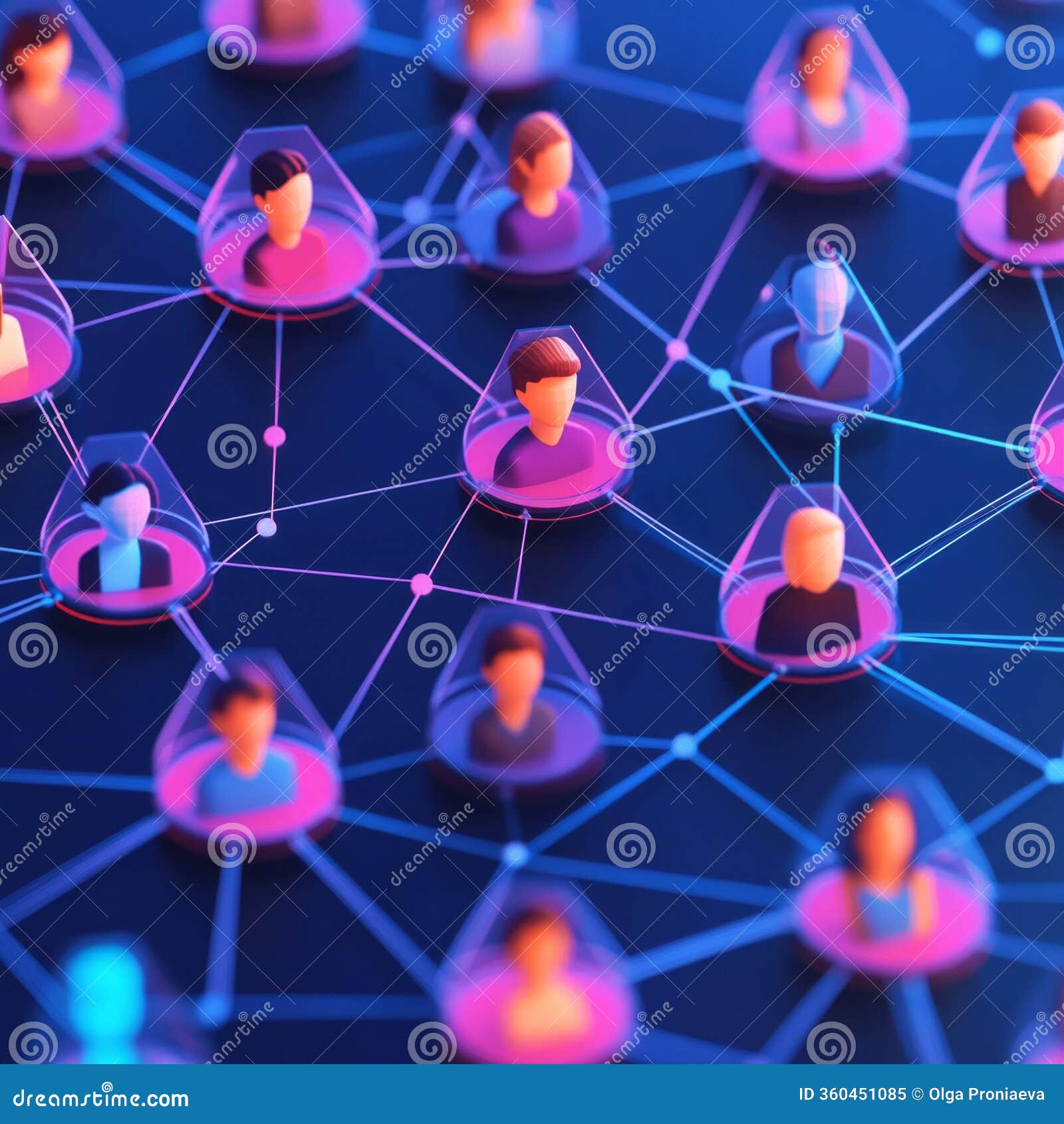 Neon Network of People in a Digital Web of Connections Stock Image ...
