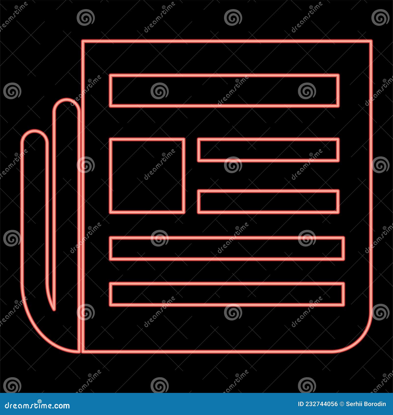 Neon Newspaper Red Color Vector Illustration Flat Style Image Stock ...