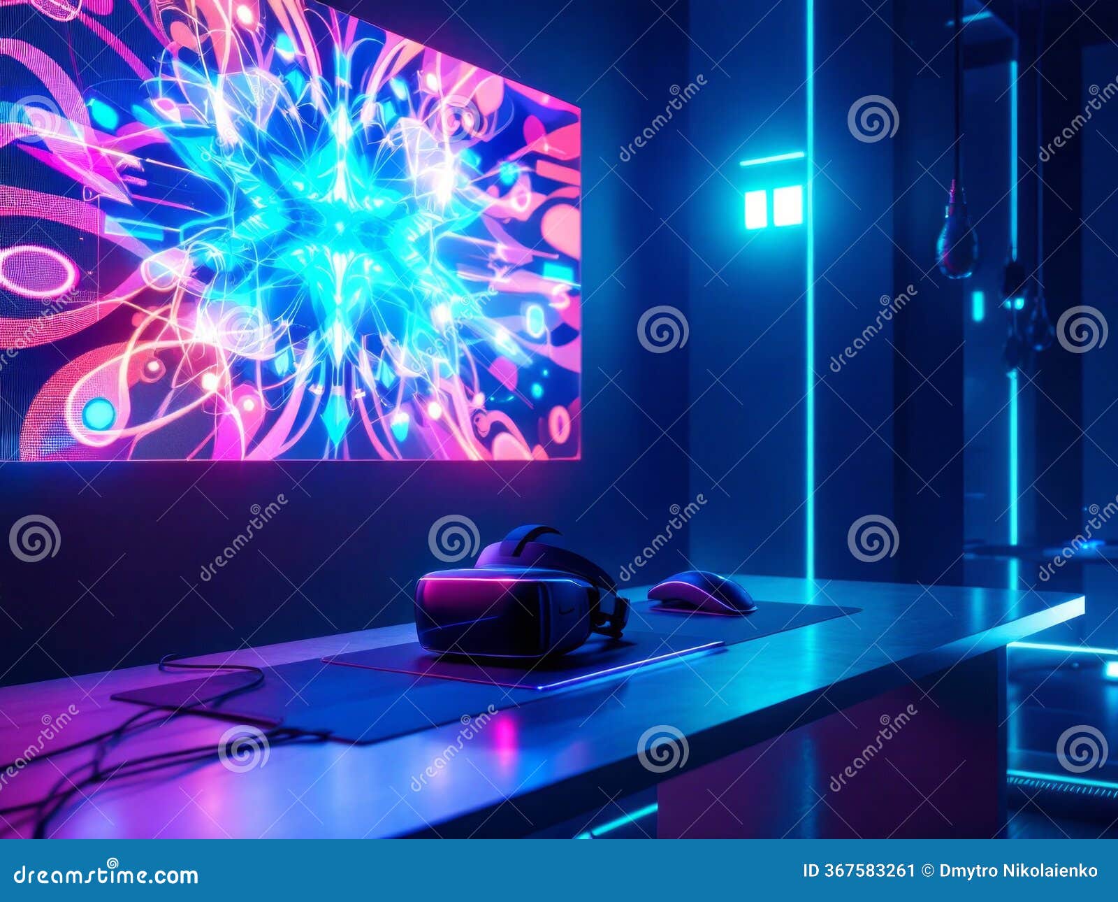 Immersive Cyberpunk Hacker Girl In Neon-Lit Tech Environment Royalty ...