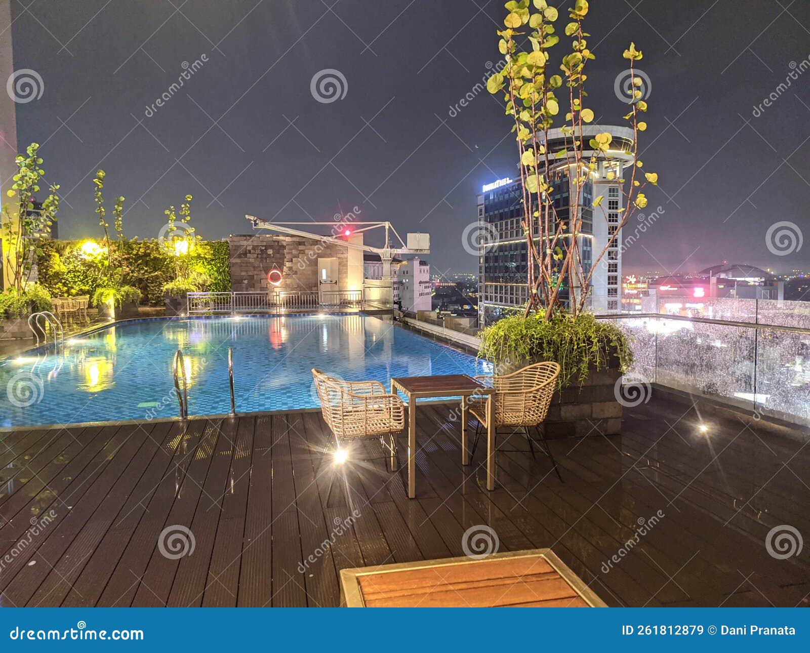 Neon Night in Motel View Swimming Pool Editorial Stock Image - Image of ...