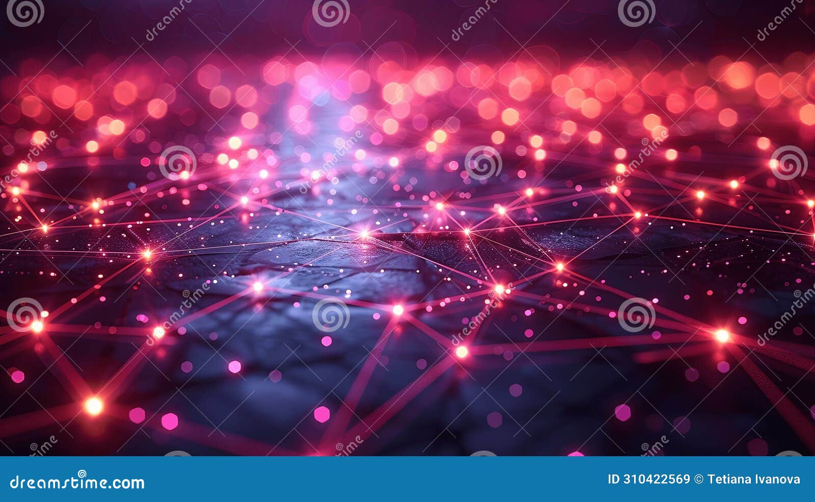 Neon Nodes: Digital Interconnectedness Visualized. Stock Illustration ...