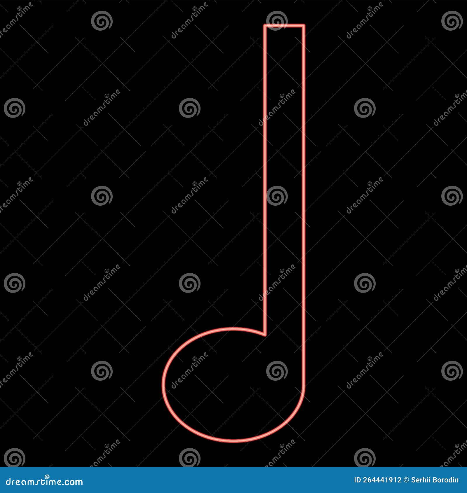 Neon Note Quarter Fourth Icon Black Color Vector Illustration Flat ...