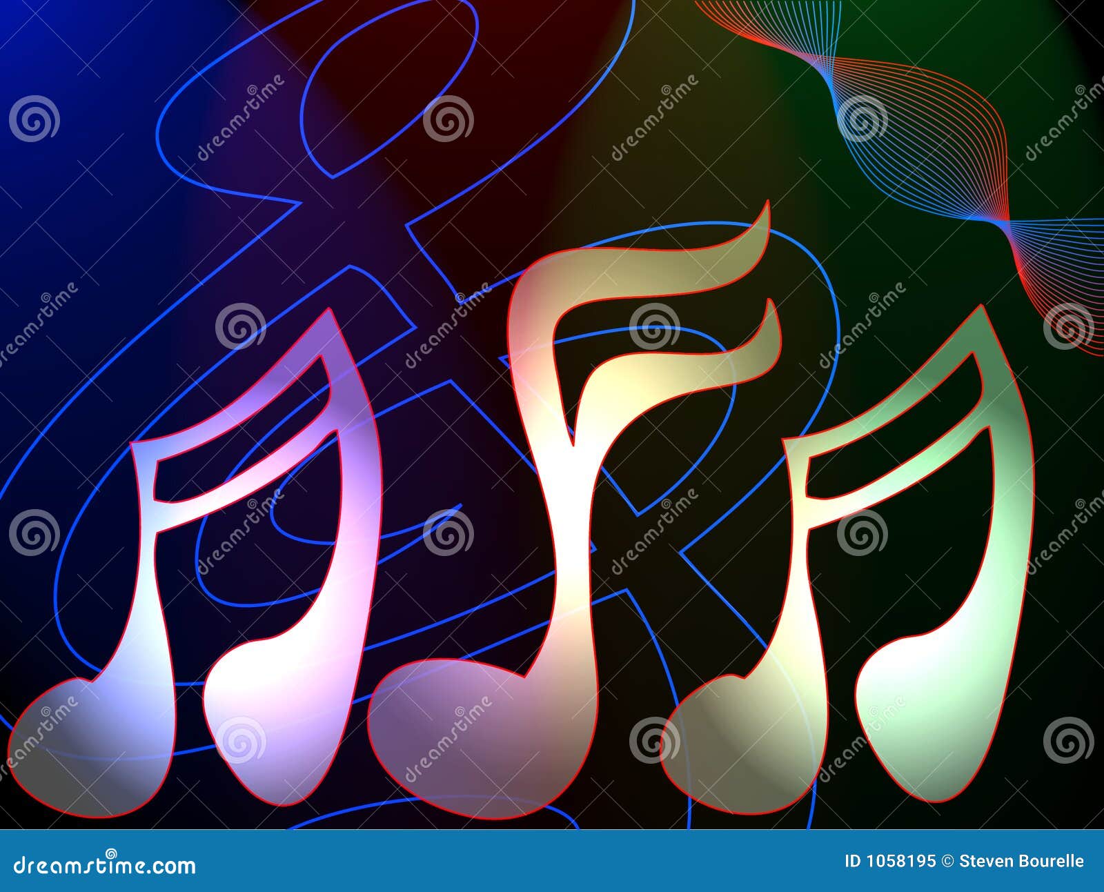 Neon Notes stock illustration. Illustration of melody - 1058195