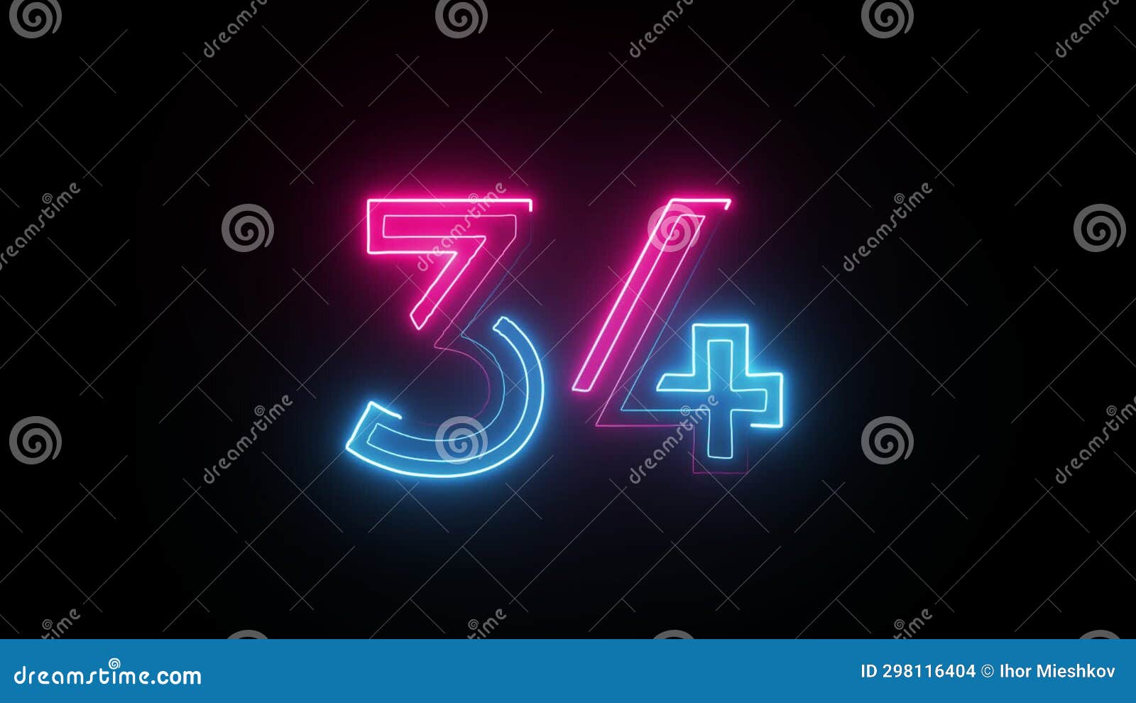 Neon Number 34 with Alpha Channel, Neon Numbers, Number Thirty Four ...