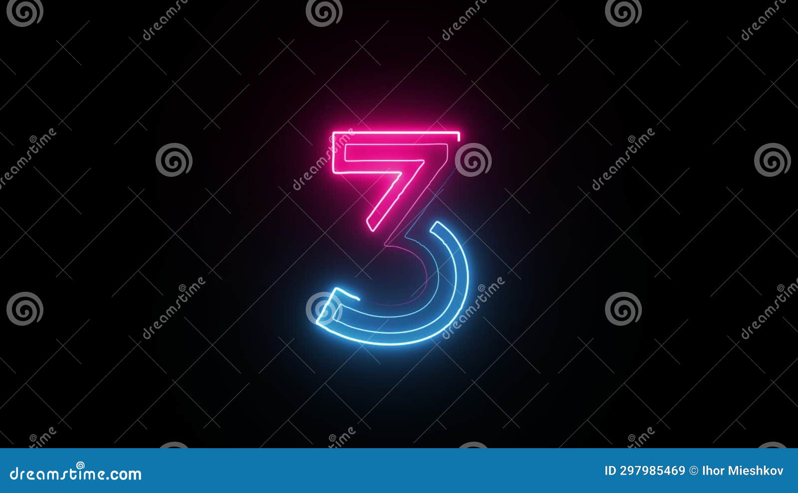 Neon Number 3 with Alpha Channel, Neon Numbers, Number Three Stock ...