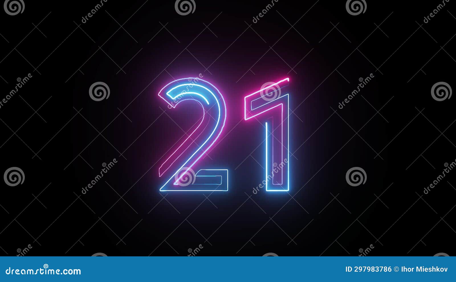 Neon Number 21 with Alpha Channel, Neon Numbers, Number Twenty One ...