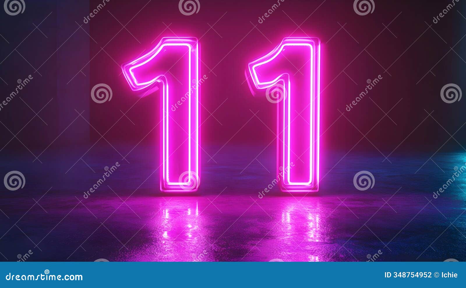 Neon Number 11 3D Illustration Stock Illustration - Illustration of ...