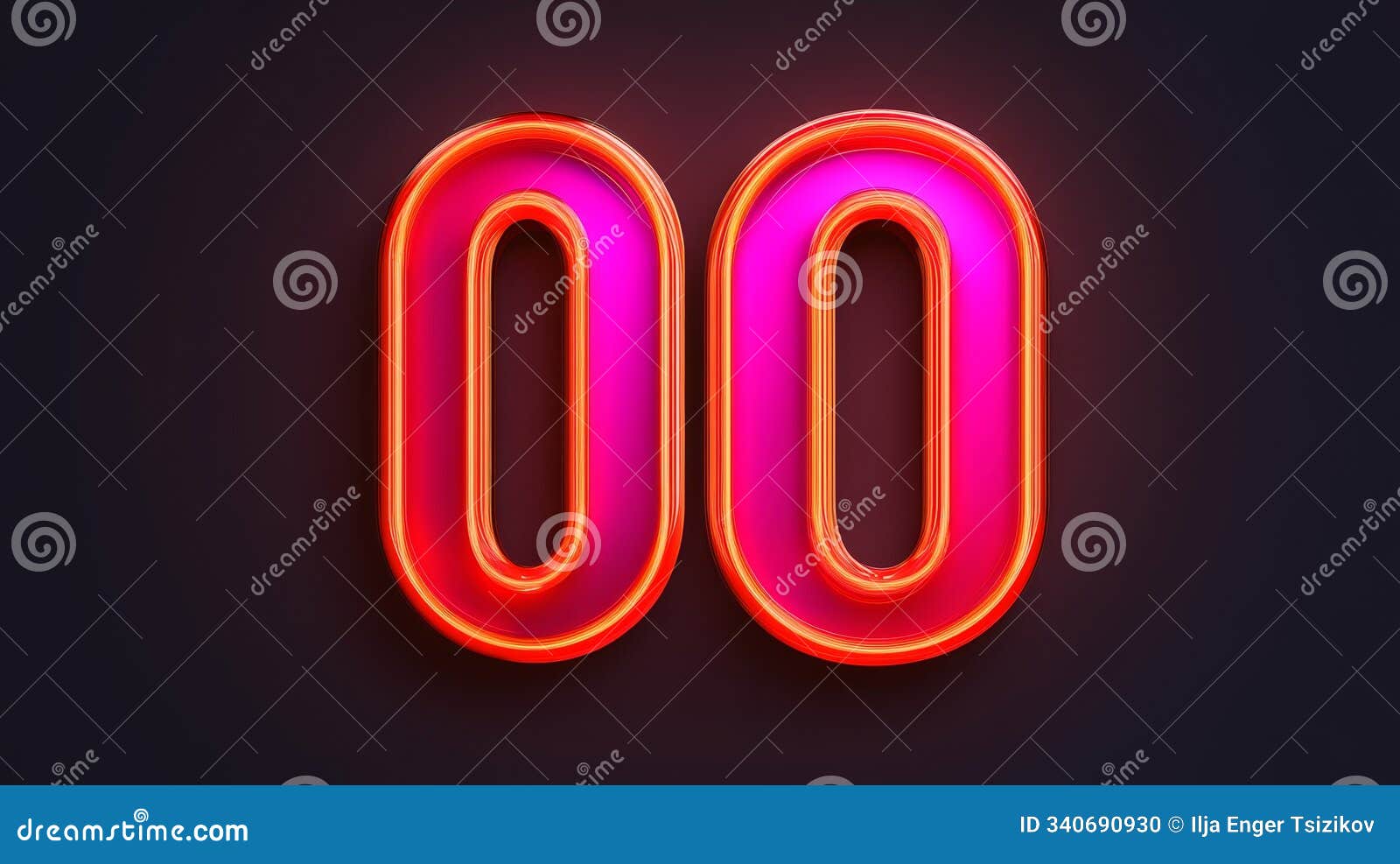 Neon Number 00, Double Zero. Glowing Pink Neon Sign on Dark Background ...