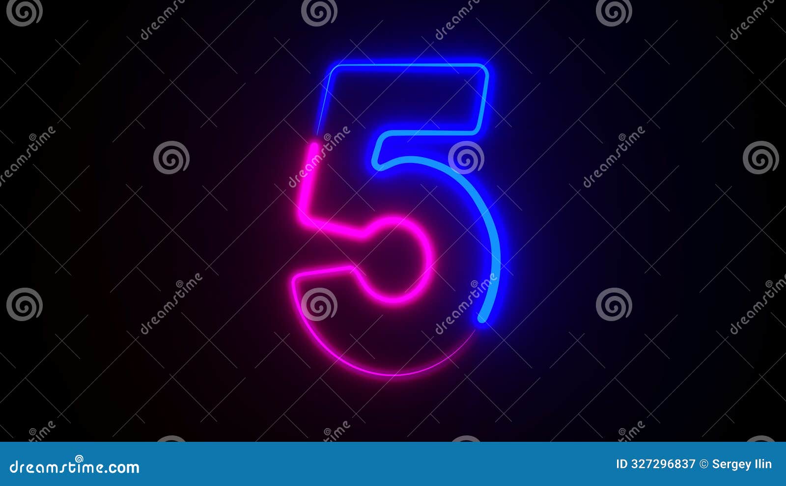 Number Five Decorated Royal Blue Rose With Leaves And Watercolor Splash ...