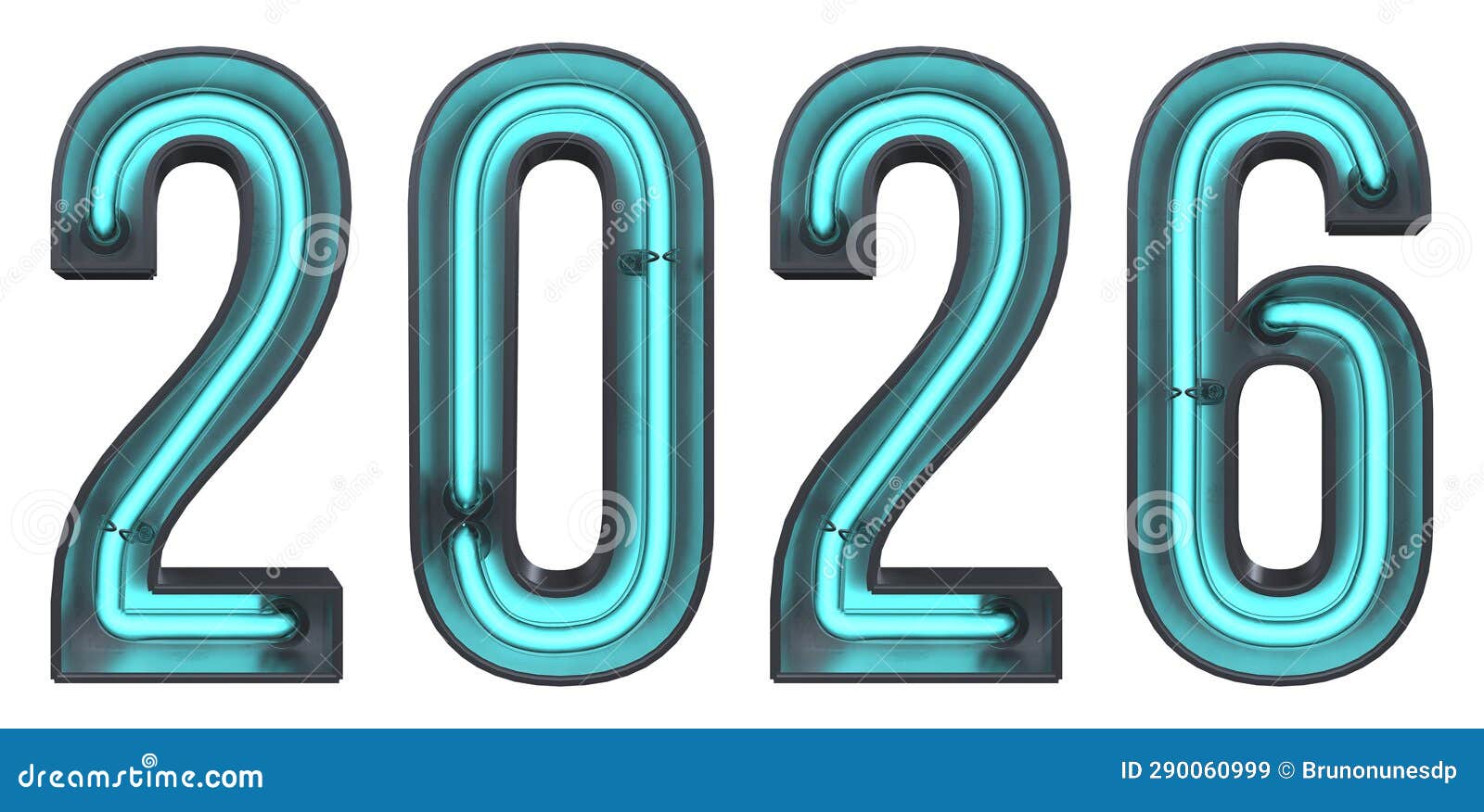 A Neon Number 2026 Illustration Isolated on a White Background Stock ...