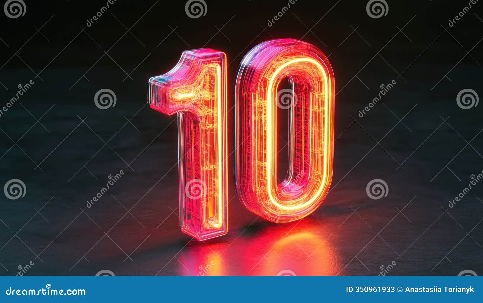 Neon Number Ten Glows Vibrantly Inside Glass Symbol 10 Stock Image ...